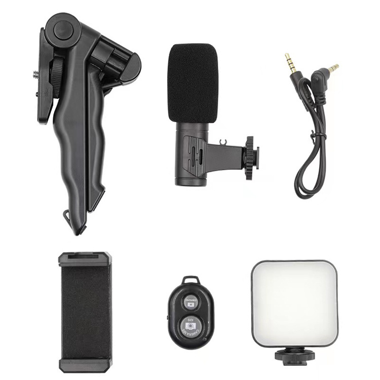 DN-AY-49 Smartphone LED Fill Light Tripod Microphone Kit for Video Live Vlog YouTube Filmmaker ...