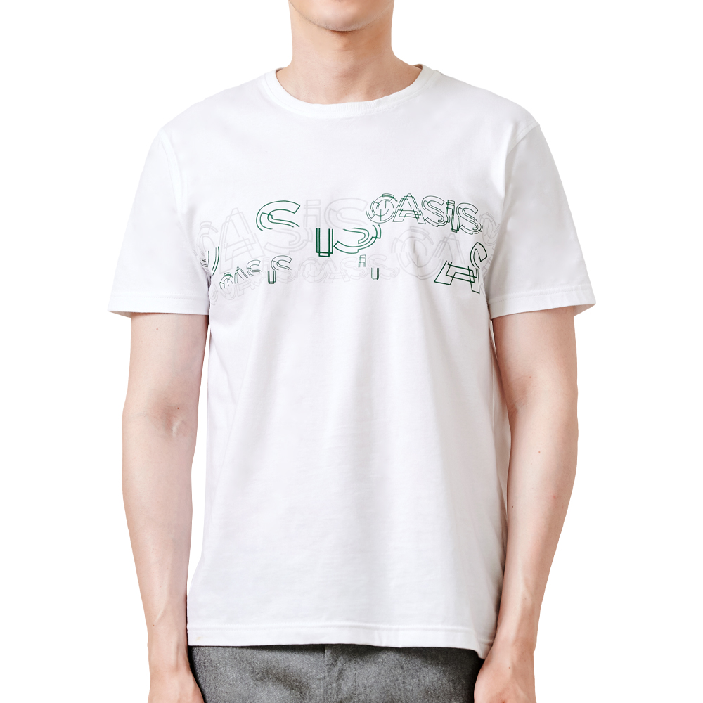OASIS Monogram เสื้อยืด ผู้ชาย คอกลม เสื้อยืดผู้ชาย cotton100 พิมพ์ลาย ...