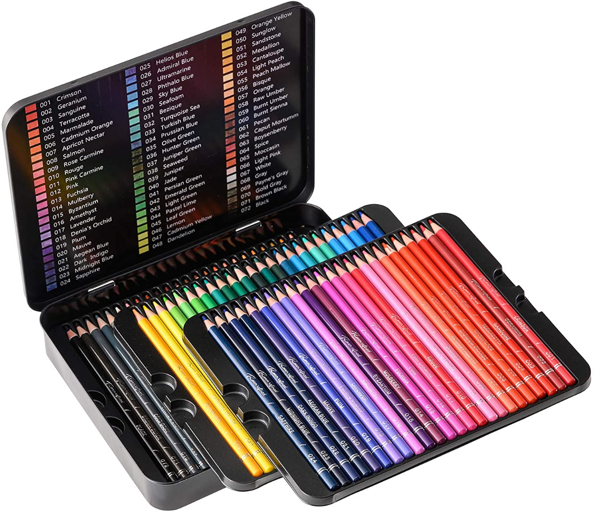 RAAM REFINED 72 Premium Colored Pencils for Adult Coloring,Artist Soft ...