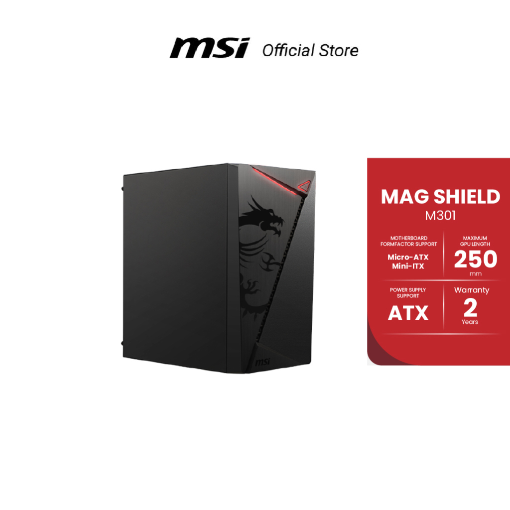 MSI MAG SHIELD M301 Computer Case รองรับ ATX PSU (เคสคอมพิวเตอร์)[Pre ...