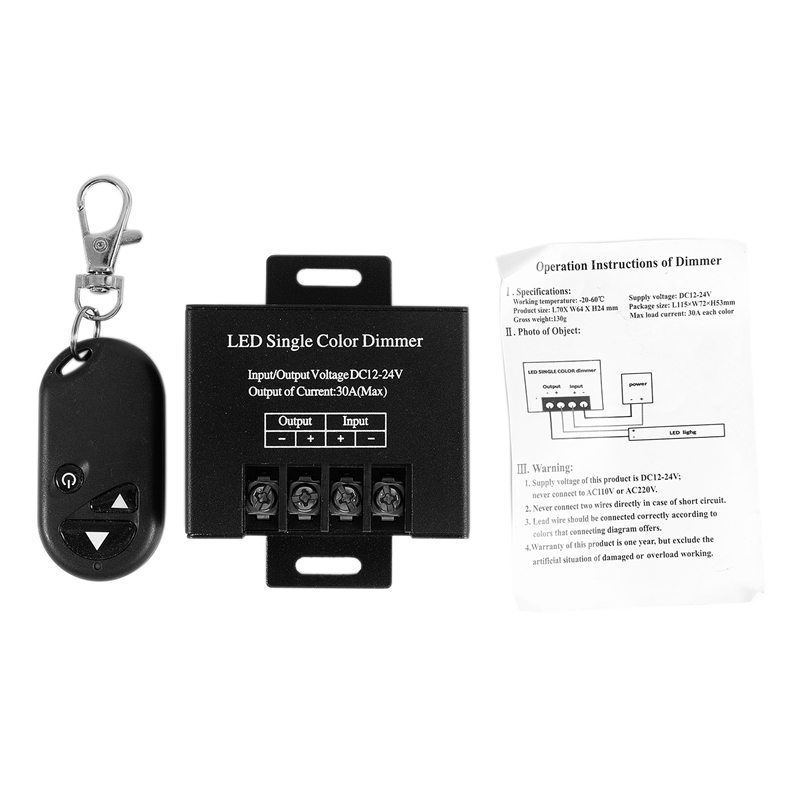 30A Single Channel Led Dimmer Controller with 3 Key Wireless Rf Remote ...