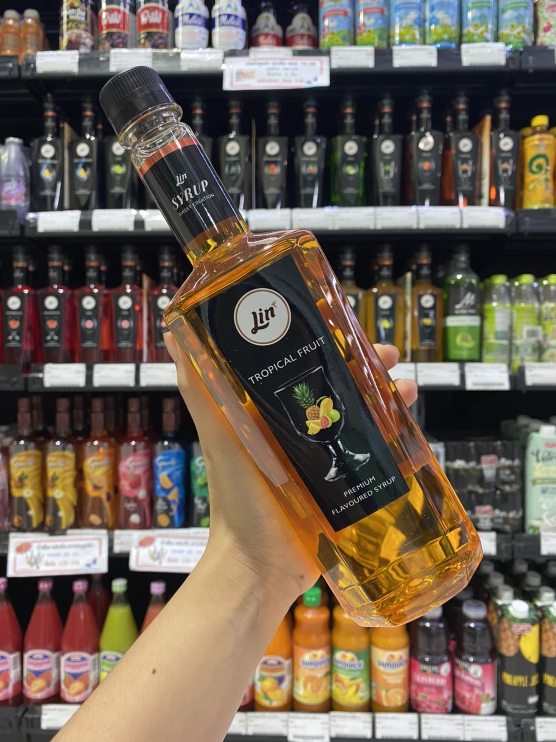 ลิน ไซรัป ทรอปิคอล ฟรุ๊ต ผลิตภัณฑ์น้ำเชื่อม รสผลไม้ Lin Syrup 750 มล. ...