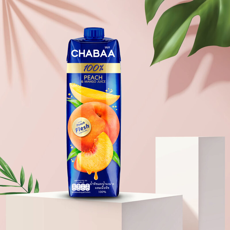 ส่งฟรี CHABAA ชบา น้ำพีชและน้ำมะม่วงผสมเนื้อพีช 100 1000 มล. ยกลัง( 12 ...