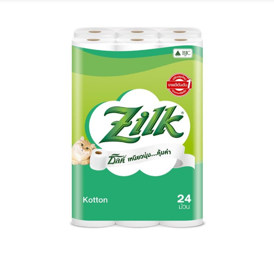 Zilk ซิลค์ คอตตอน กระดาษทิชชู่ม้วนเล็ก กระดาษชำระเนื้อหนา 2 ชั้น ความยาว 369.6 เมตรขนาดแผ่น 10. ...