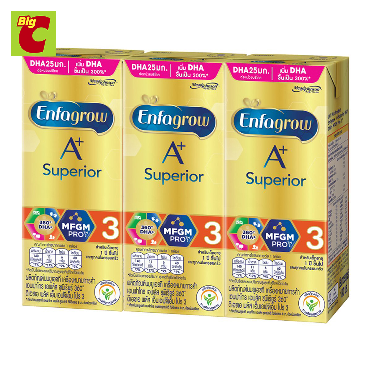 Enfagrow A เอนฟาโกร เอพลัส ซุพีเรียร์ 360 DHA MFGM โปร 3 นมยูเอชที 180 ...