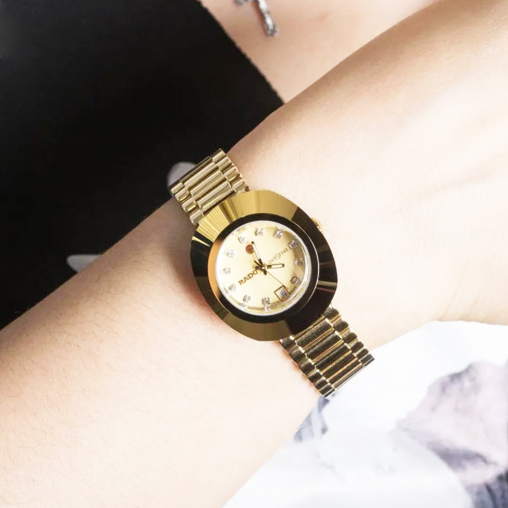 ส่งฟรี !! Rado Diastar Automatic นาฬิกาข้อมือสุภาพสตรี 11 พลอย สายทอง ...