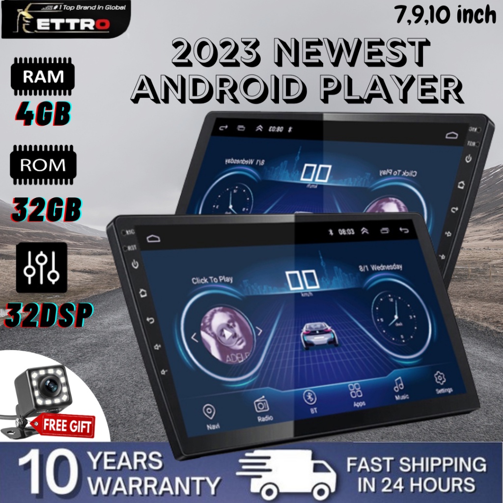 RAM 4GB ROM 32GB ETTRO Android Player 7 9 10 นิ้ว Quad Core รถ ...