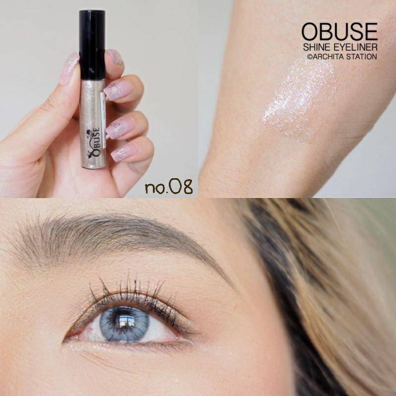 No.08 OB-1110 อายไลน์เนอร์กลิสเตอร์ Obuse Shine Eyeliner - Mercury ...