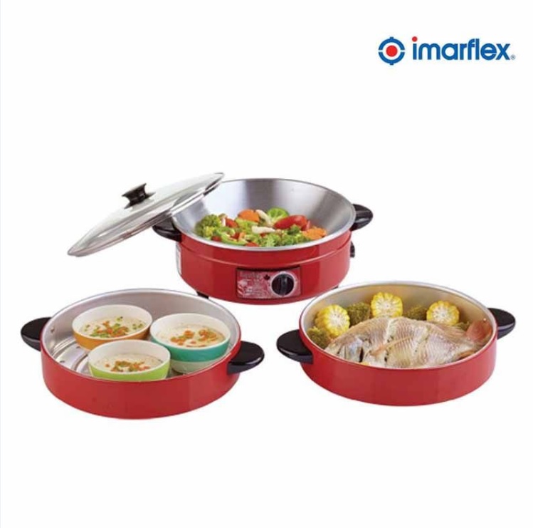 Imarflex กะทะไฟฟ้า กระทะไฟฟ้า + ซึ้งนึ่ง 3 ชั้น - รุ่น MP-18 3 ลิตร ซึ้งนึ่งอาหาร ซึ้งนึ่งไฟฟ้า ...