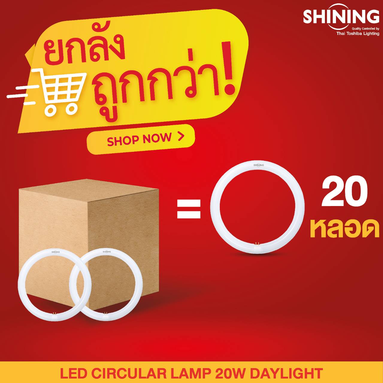 (ยกลัง ถูกกว่า 20 หลอด) SHINING LED หลอดไฟกลม 20 W 2000 LM แสงสีขาว LED ...