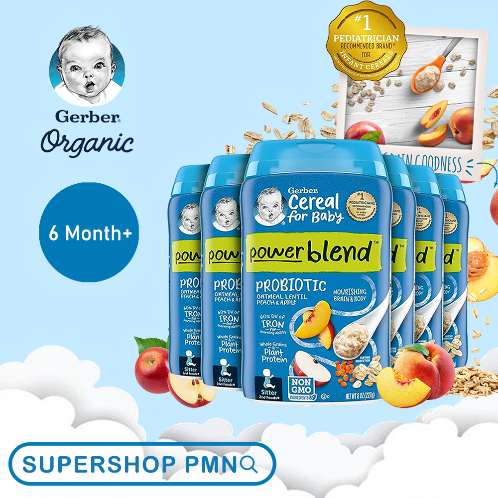 Gerber Probiotic ข้าวโอ๊ต 3 รส oatmeal , peach apple , Banana อาหารเด็ก ...