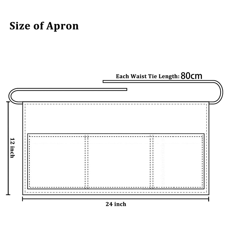 12 Pack Black Waist Aprons with 3 Pockets - Half Aprons for Waitress ...