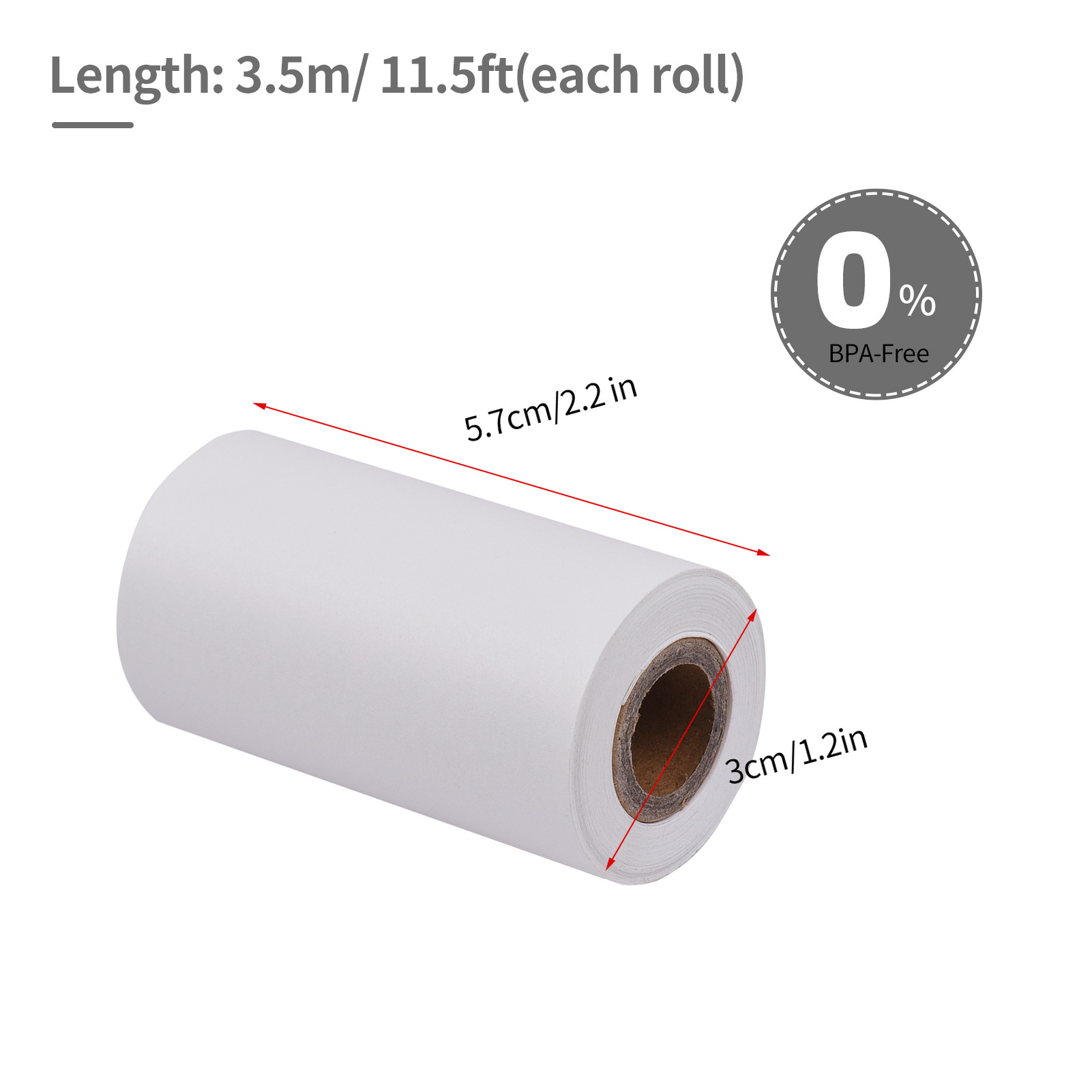 3 Rolls 57x30mm Self-Adhesive Thermal Paper Roll Sticky Paper BPA-Free ...