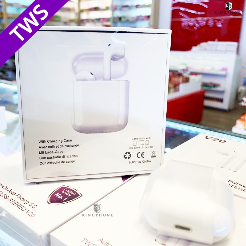TWS V20 หูฟัง Airpods TWS หูฟังบลูทูธ หูฟังไร้สาย Bluetooth iPhone Android Windows - BoyzIIMen ...