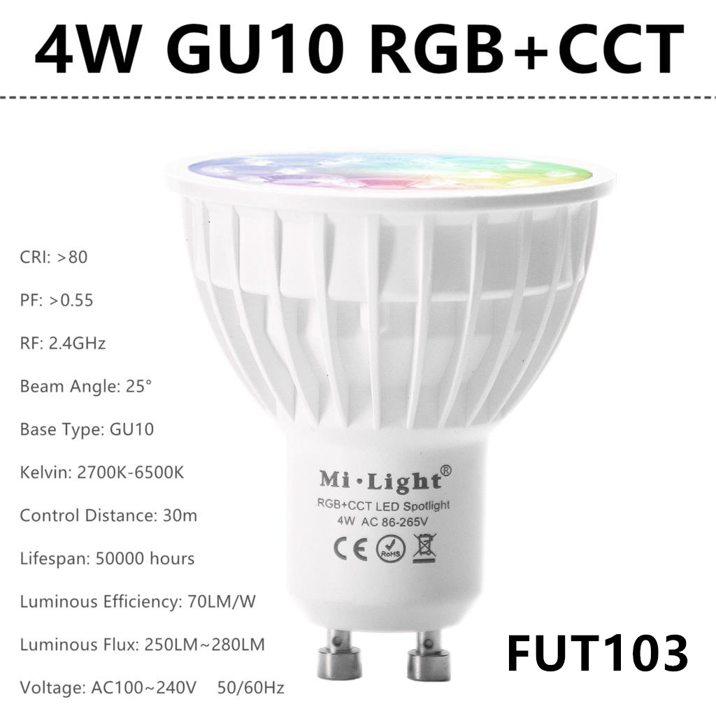Mi Light Dimmable Led Bulb 4W GU10 RGB CCT (2700-6500K) MiLight led ...