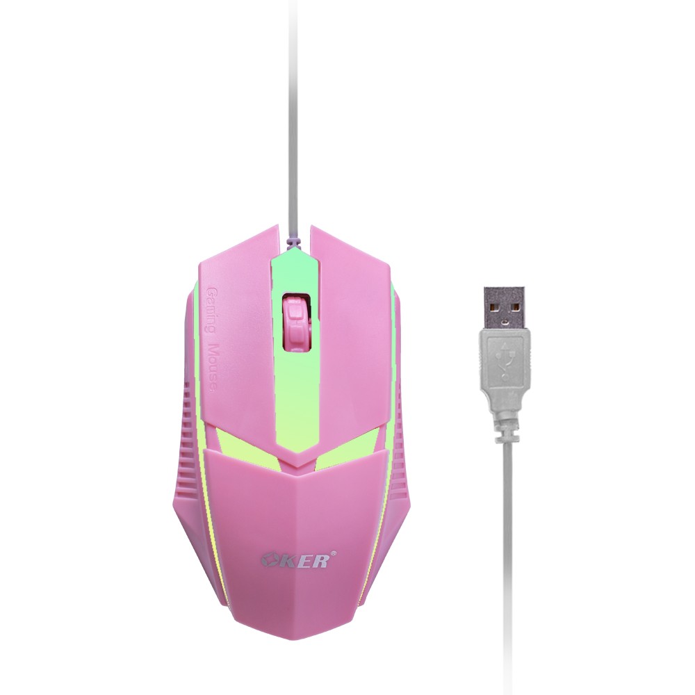 ส่งเร็ว OKER OP-165 WIRED LED MOUSE Pink เมาส์สีชมพู เมาส์เกมมิ้ง ...