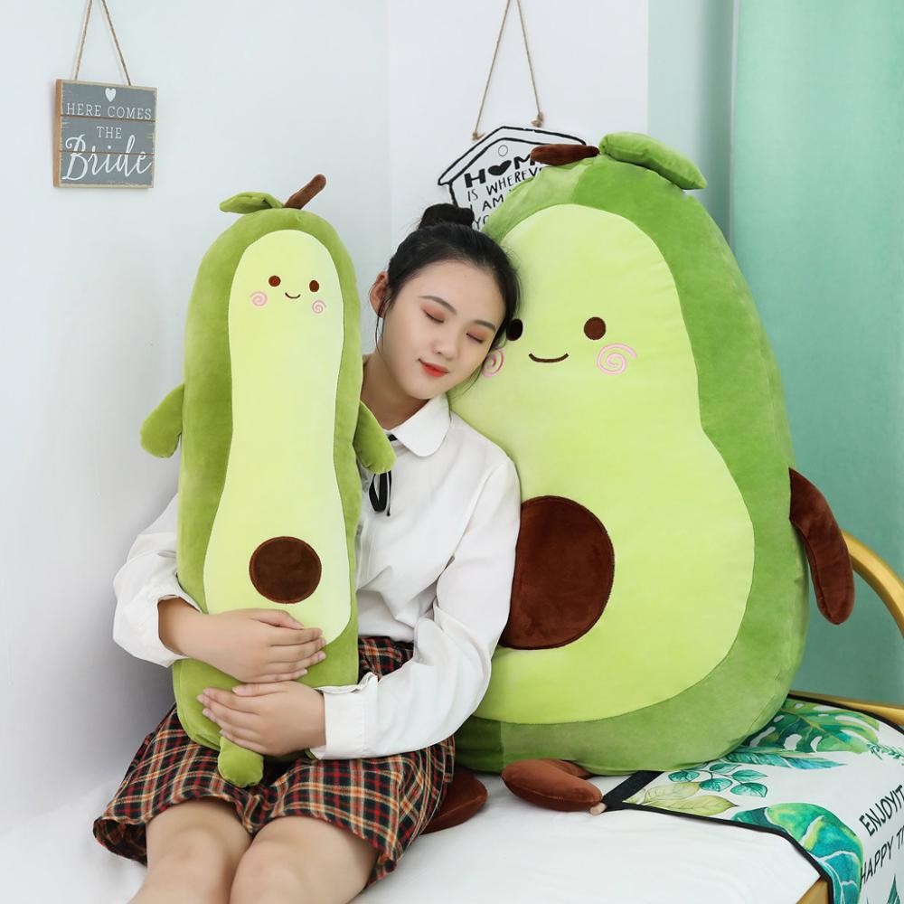 45~95cm Happy Stuffed Green Avocado Doll Long Plant Fruit Pillow Ultra ...