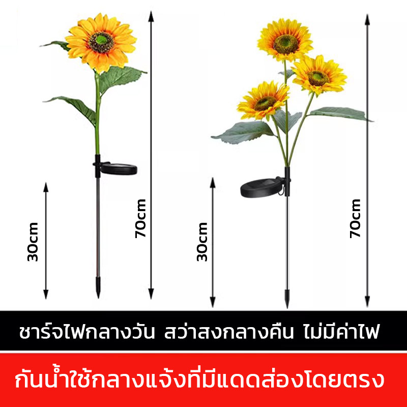 โคมไฟ Led พลังงานแสงอาทิตย์ โคมไฟปักพื้นสวน รูปดอกทานตะวัน ไฟปักสนาม