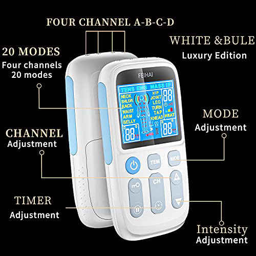 Four Channel TENS Unit EMS 20 Modes Muscle Stimulator for Pain Relief ...