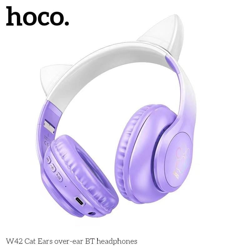 HOCO W42 Cat Ears over-ear headphone หูฟังบลูทูธไร้สาย มีไฟ LED รองรับ ...