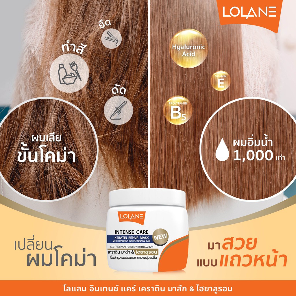 Lolane โลแลน อินเทนซ์ แคร์ เคราติน รีแพร์ มาส์ก 200 มล. ทรีทเม้นท์ บำรุงผมแห้งเสีย มี 6 สูตร ลด ...