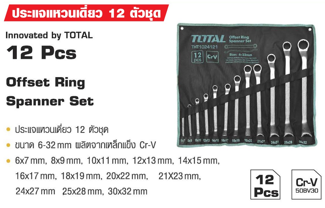 ประแจแหวนเดี่ยว 12 ตัวชุด Total รุ่นTHT1024121 | Lazada.co.th