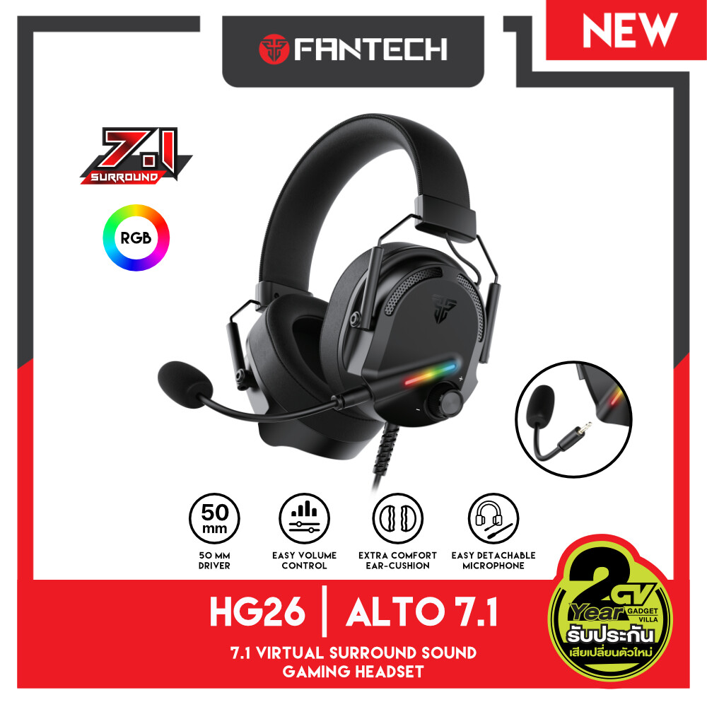 Fantech หูฟัง เกมมิ่ง ระบบ 7.1 VIRTUAL SURROUND SOUND Headset Gaming ...