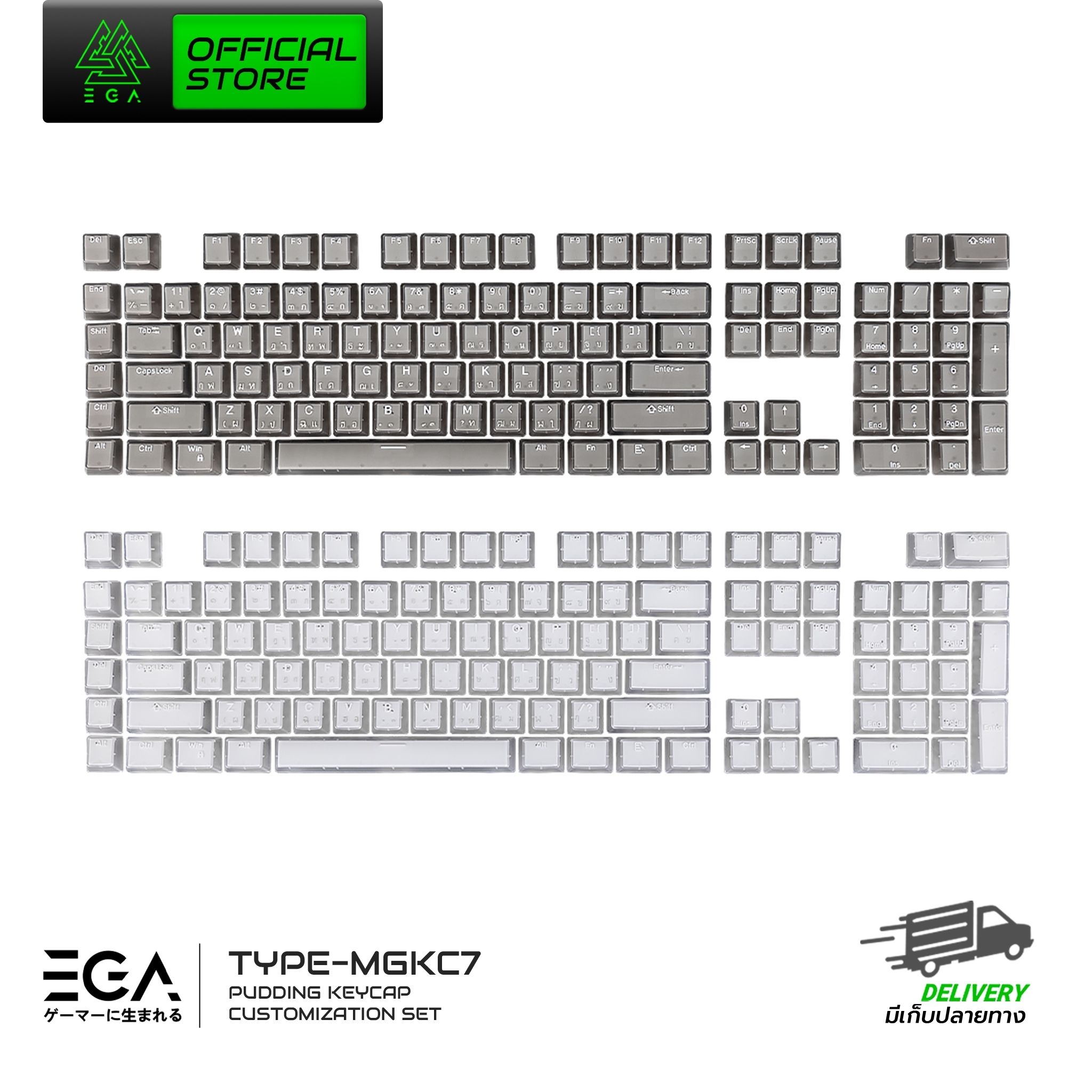 คีย์แคปไทยอังกฤษ EGA TYPE MGKC7 Keycaps วัสดุพลาสติก ABSPC คีย์แคป 104 ...