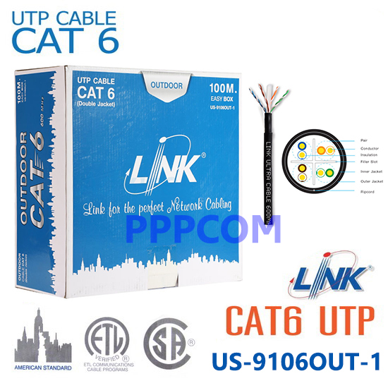 Link US-9106A-1 สายแลน Cat6 100เมตร (ภายใน) - Smart Securetech - ThaiPick