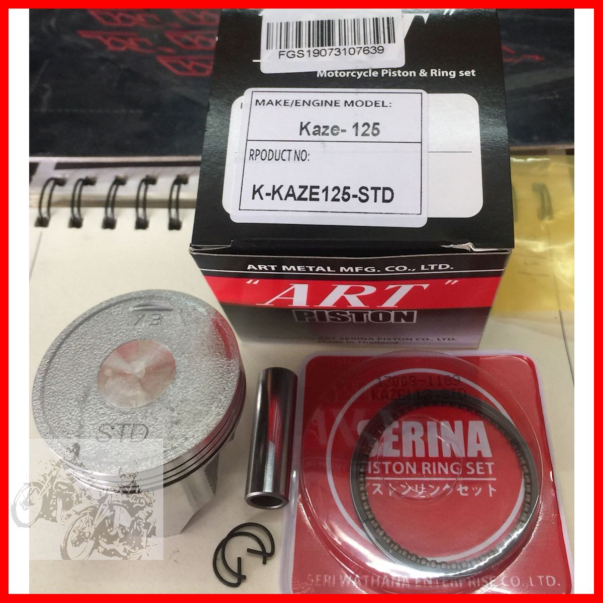 ลูกสูบ Kawasaki KAZE-125 ลูกARTพร้อมแหวน สลัก คลิป มีไซส์ #STD #25 #50 ...