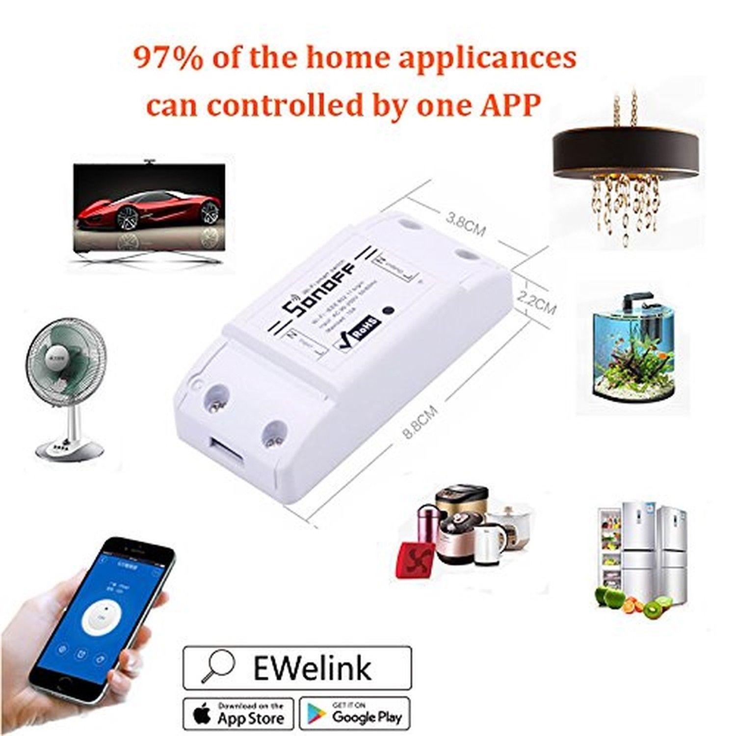 SONOFF Basic Wifi Switch Works with Alexa for Google Home Timer 10A ...