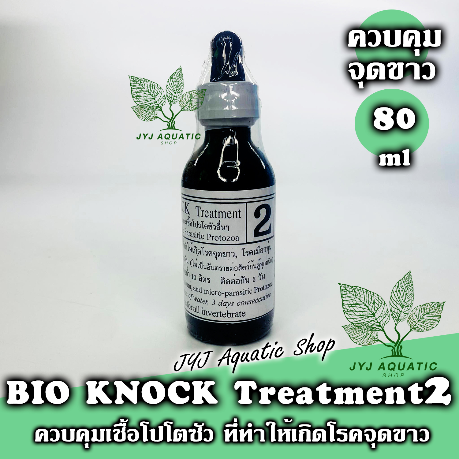 Bio-Knock สูตร 2 60 ml. ยารักษาจุดขาว ว่ายน้ำสีขอบตู้ ควบคุมเชื้อโปรโต ...