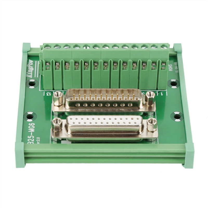 DB25 DIN Rail Mount Interface Module Male/Female Connector Breakout ...