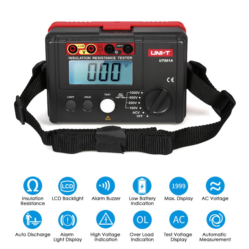 UNI-T ut501a 1000 โวลต์ความต้านทานของฉนวนเมตรพื้นทดสอบ megohm Meter ...
