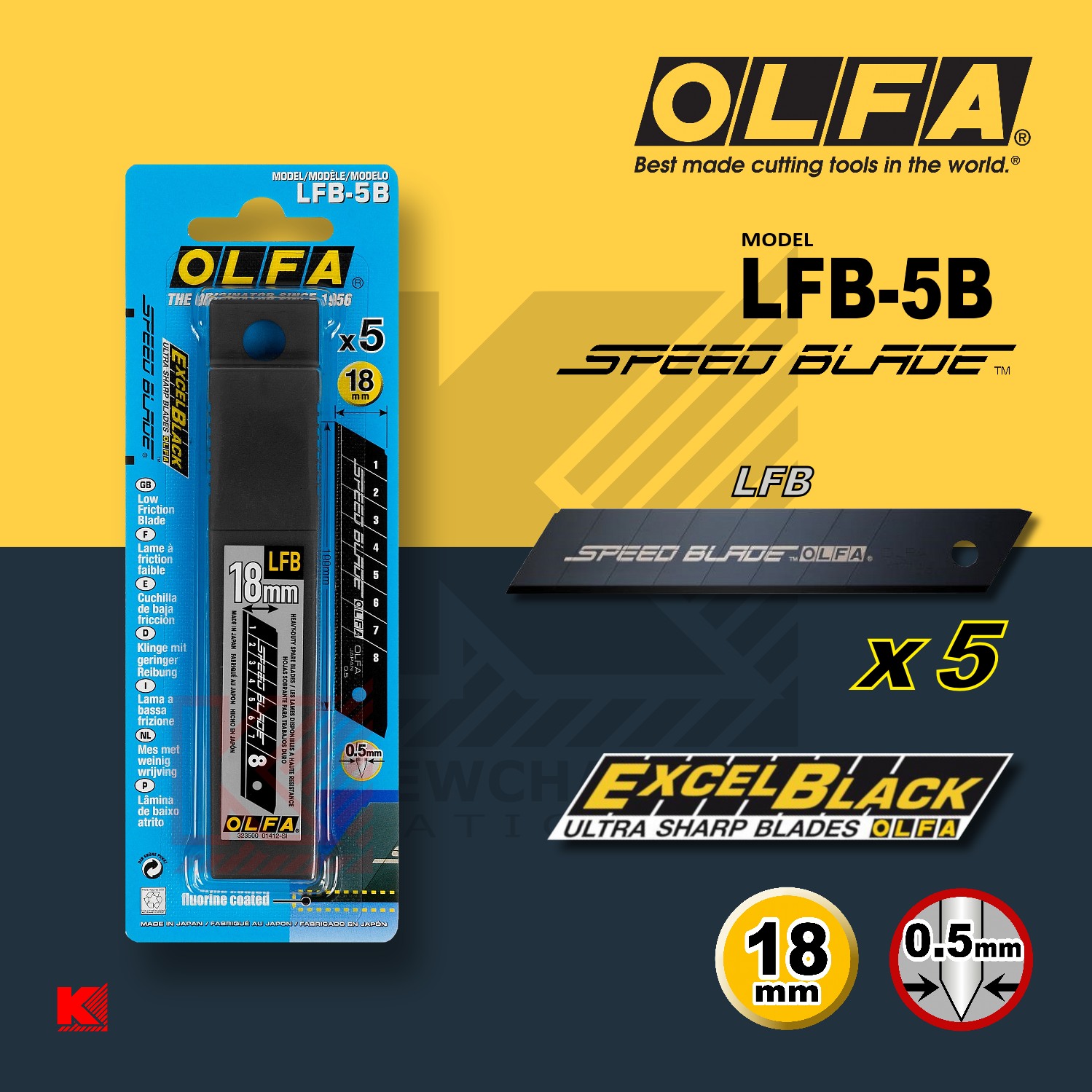 ใบมีดคัตเตอร์ OLFA รุ่น LFB-5B ใบตัดลื่นพิเศษขนาดมาตรฐาน 18 มม. - Kaewcharoen - ThaiPick