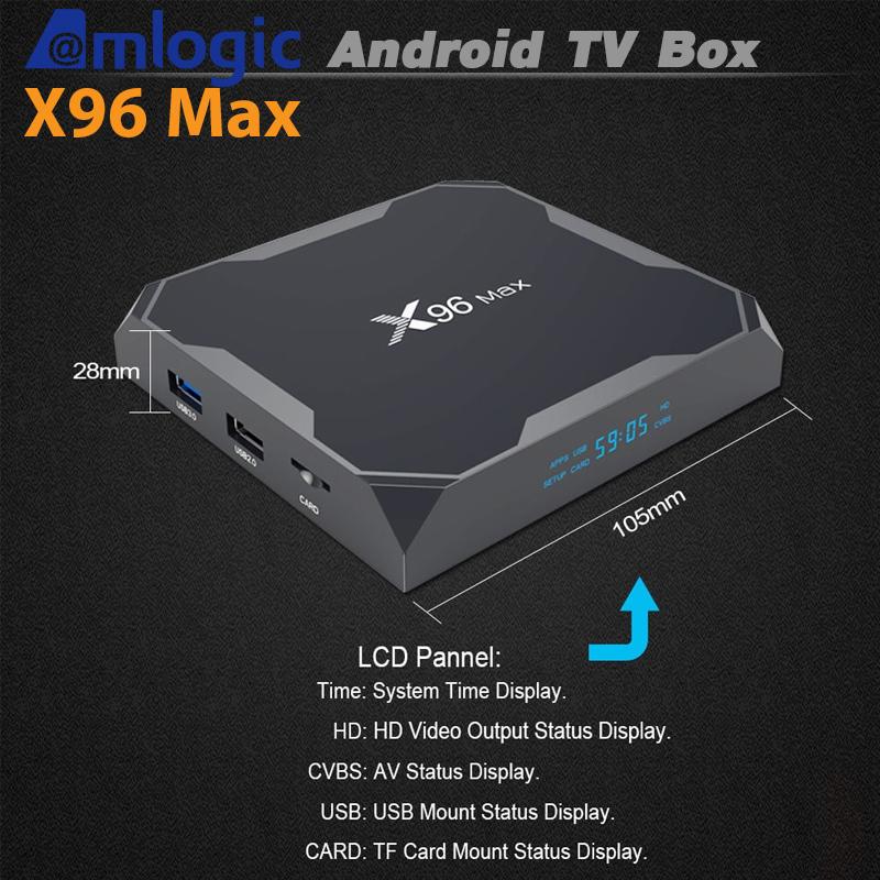 X96Max Android 8.1 Amlogic S905X2 Quad Core 2.4G WiFi BT H.265 Smart TV Box Ram4/Rom32 GB ...