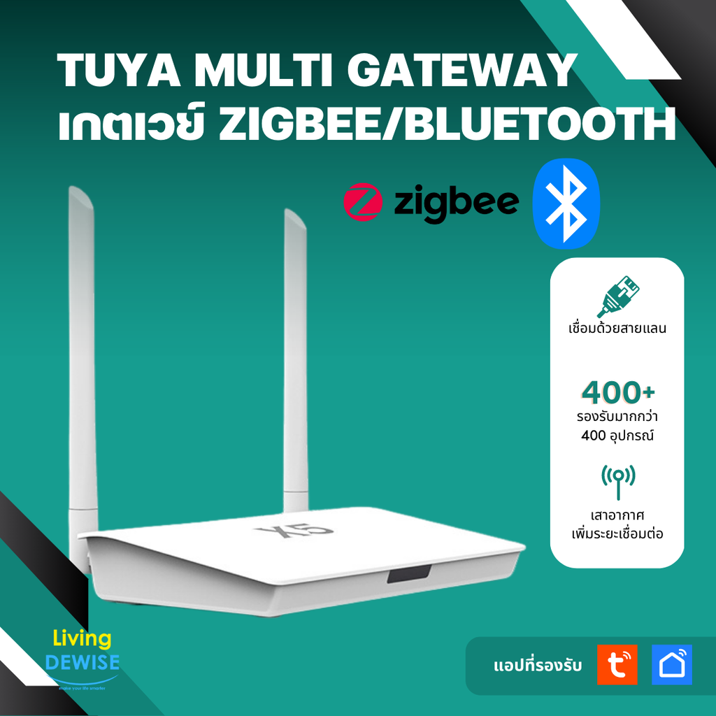 Tuya Lan Multi Gateway (X5) เกตเวย์ Zigbee+Bluetooth+BLE Mesh สำหรับเชื่อมต่อกับเซ็นเซอร์และ ...
