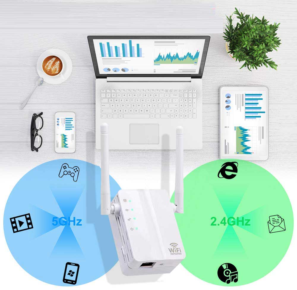 2.4G 5G ตัวปล่อยสัญญาwifi 300mbps ไร้สาย Wi-Fi ตัวขยายสัญญาณ 5Ghz Long ...