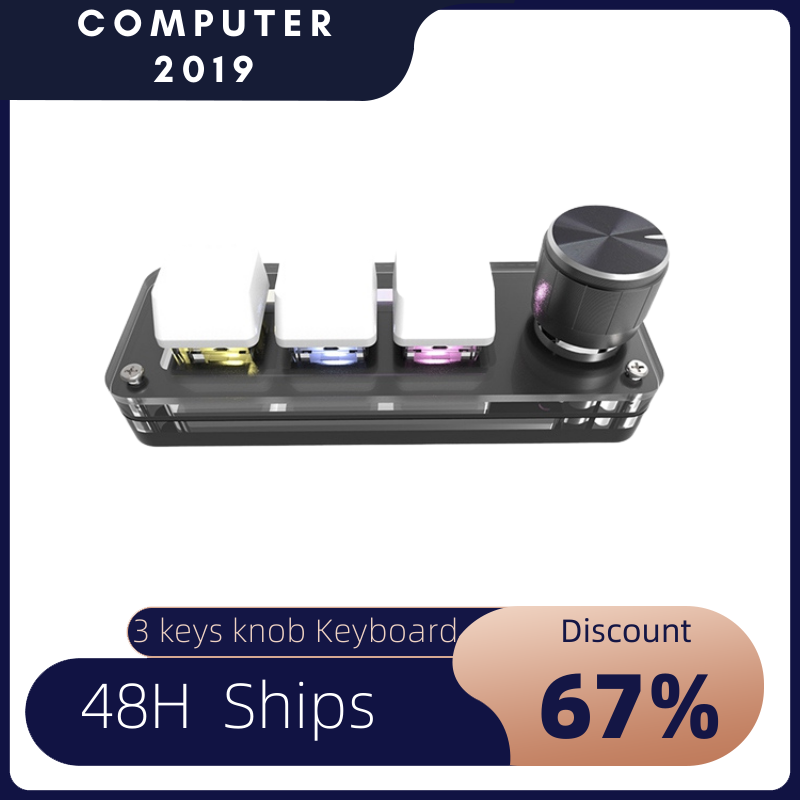 3 Keys Knob RGB Gaming Keyboard Programming Keypad Mini Mechanical ...