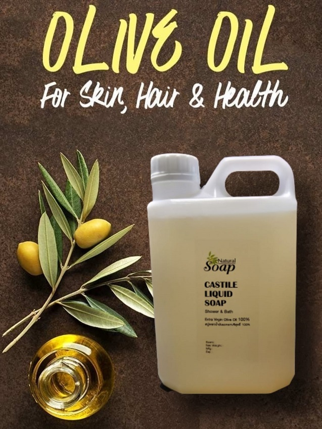 Castile Liquid Soap Extra Virgin Olive Oil 100% สบู่เหลวน้ำมันมะกอกบริสุทธิ์ 100% ขนาด 1,000ml ...