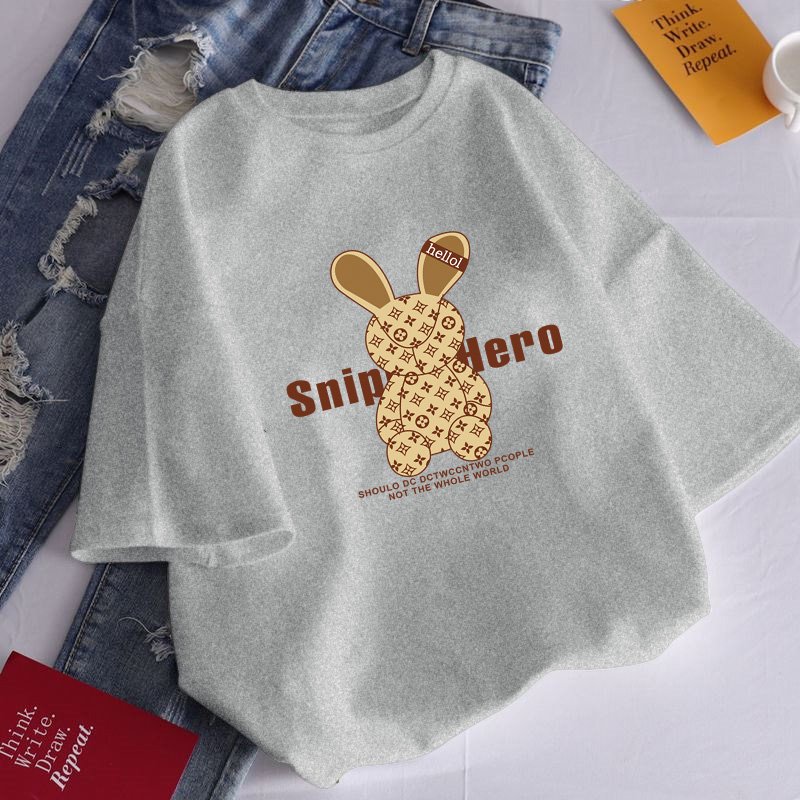 เสื้อผ้าแฟชั่นเสื้อยืดหลวมพอดีคอกลมเสื้อยืดสีดำผลิตจากผ้านุ่มสวมใส่สบาย ...