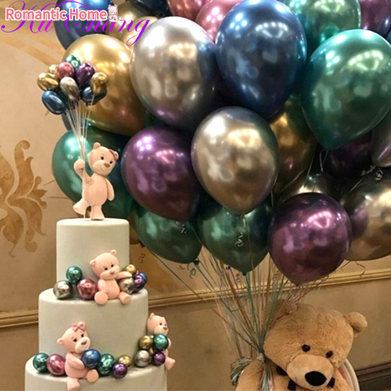 50pcsset 12 Inch Thick Metal Latex Balloon 2.8g Pearl Color Balloon ...