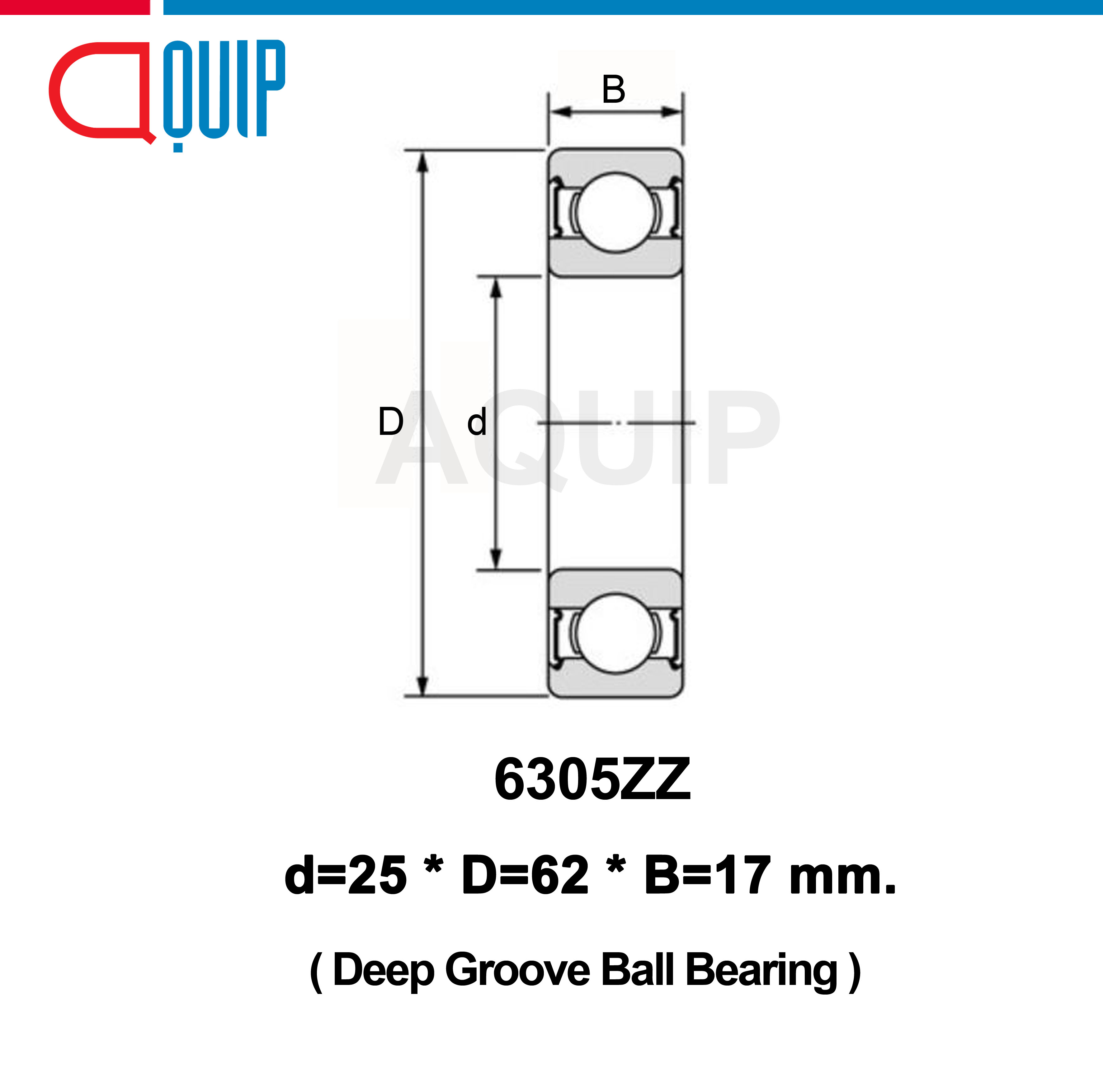 6305ZZ SBC จำนวน 4 ชิ้น ตลับลูกปืนเม็ดกลมร่องลึก ฝาเหล็ก 2 ข้าง ( Deep ...