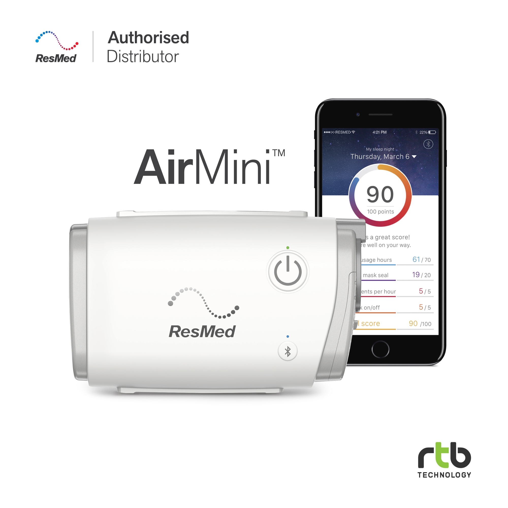 ResMed Auto CPAP Machine Set รุ่น AirMini ™ Autoset + Tubing N20 Setup ...