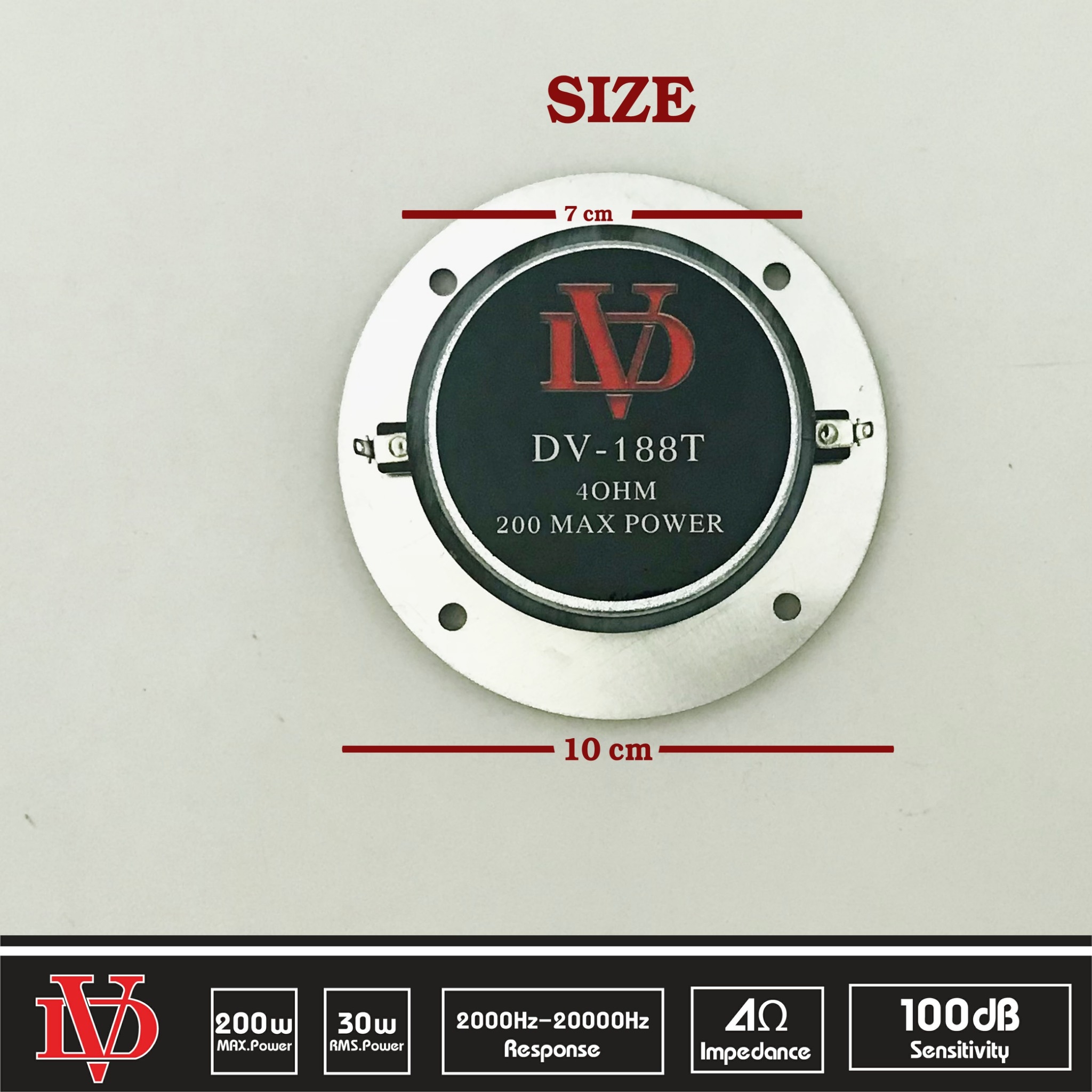 DV 188T ลำโพงทวีตเตอร์รถยนต์เสียงหวานใส 2ชิ้นของแท้จากDAVID AUDIO ลำโพงคู่ 4โอห์ม 15-30วัตต์ ...