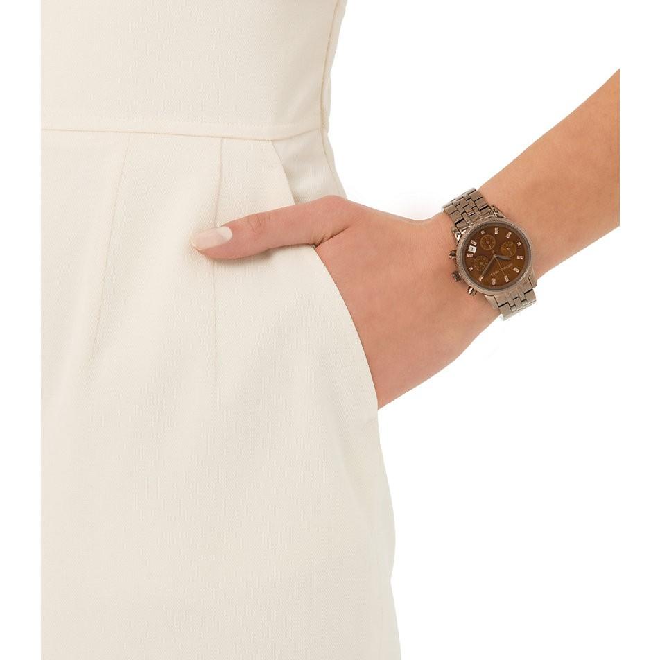 Michael Kros MK5547 Ritz Chronograph Brown Ladies Watchนาฬิกาแบรนด์เนม ...