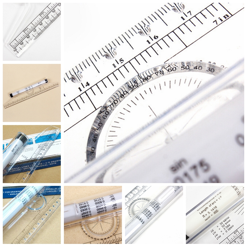 Crystalwave Multi-purpose Clear Metric Parallel Drawing Rolling Ruler ...