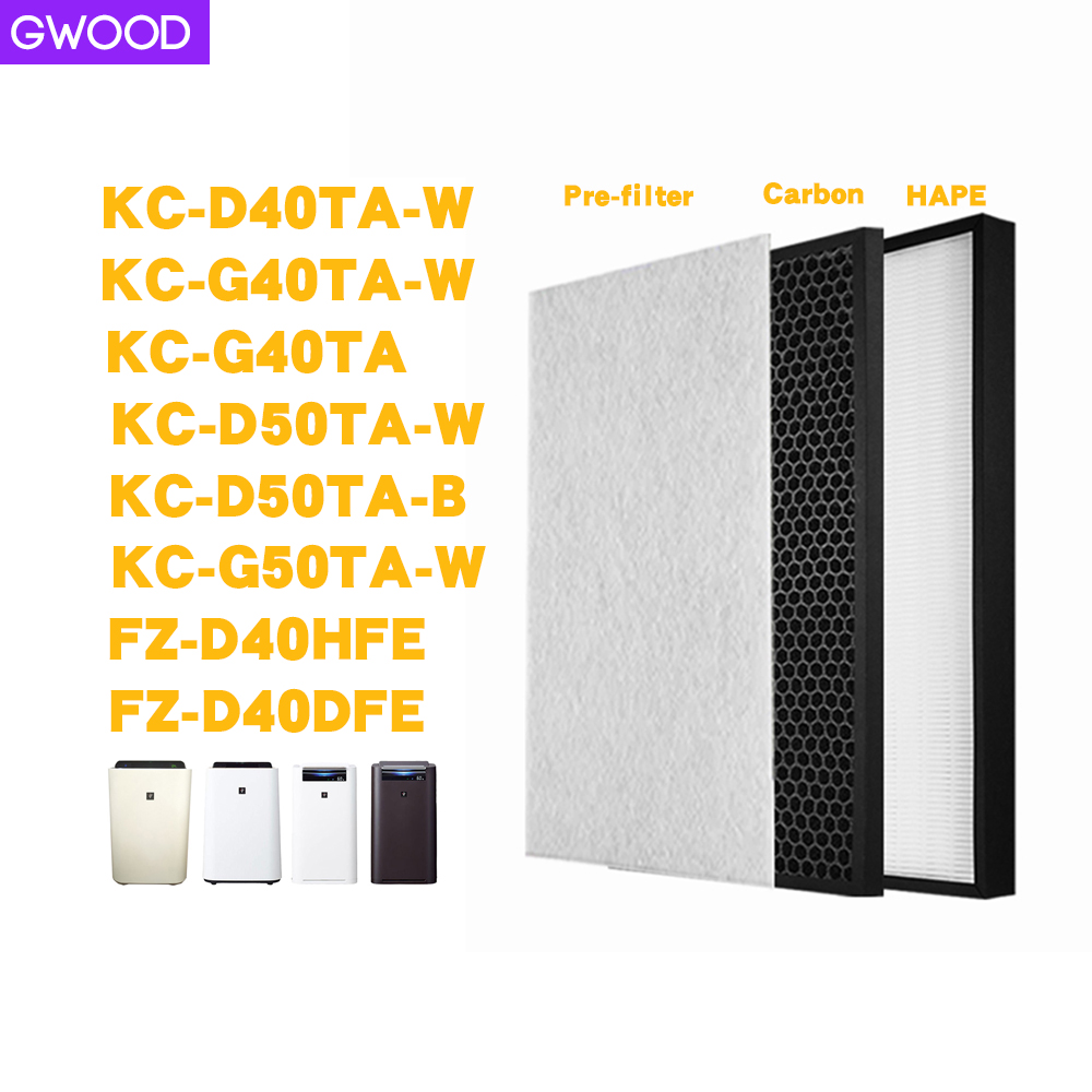 GWOODเปลี่ยนแผ่นกรองอากาศสำหรับเครื่องฟอกอากาศชาร์ป FZ-D40HFE KC-D50TA-WB KC-G50TA-W KC-G40TA-WB ...