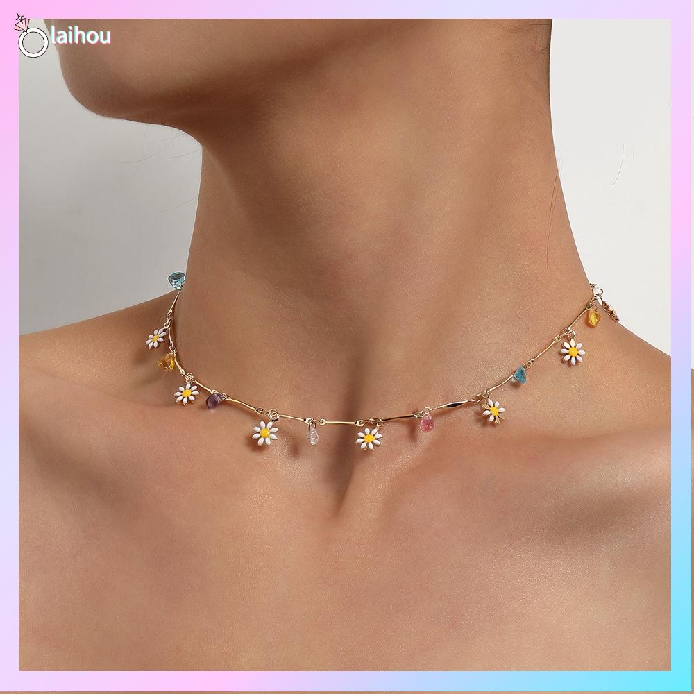LAIHOU Girls Personality Party Lovely Daisy Pendant Necklace Short ...