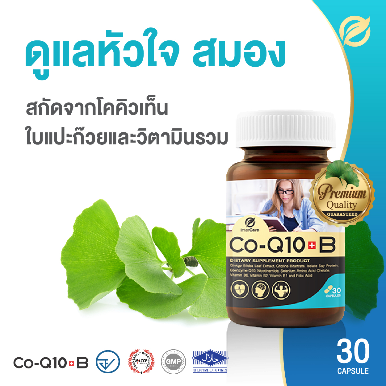 แพ็คคู่ Clover Plus Ginkgo COQ10 สกัดจากโคคิวเท็น ใบแปะก๊วย และ วิตามินบี ( 2 กระปุก 60 แคปซูล ...